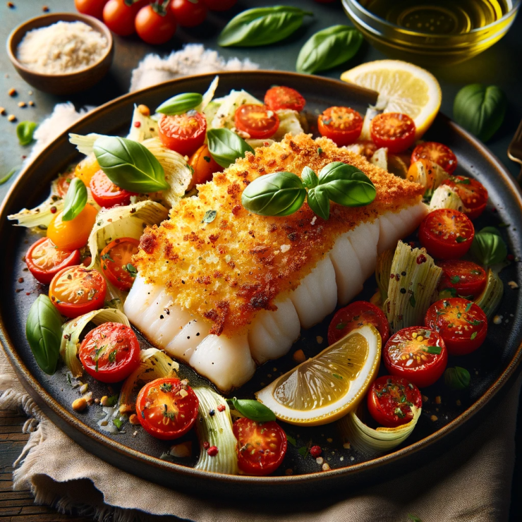 Parmesan Crusted Cod with Tomato Fennel Salad - Prime Health Daily